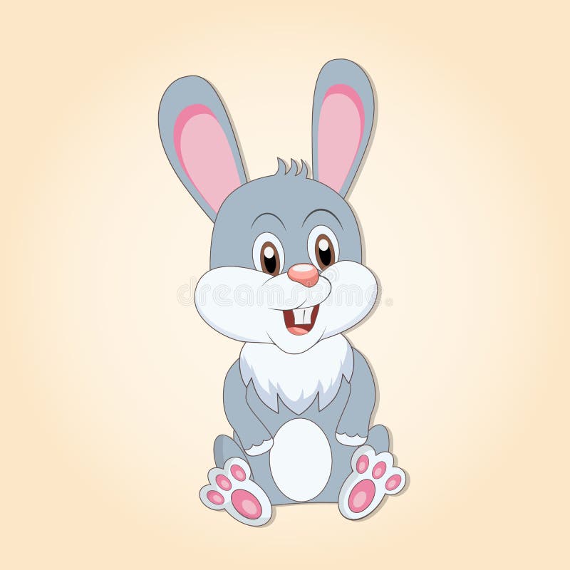 Happy Bunny Cartoon Isolated on White Background Stock Vector ...
