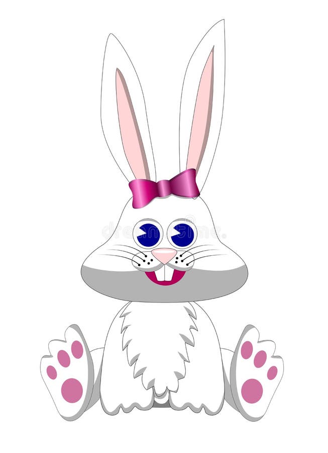 Cartoon Easter Bunny Rabbit Wearing Bow Stock Illustration ...