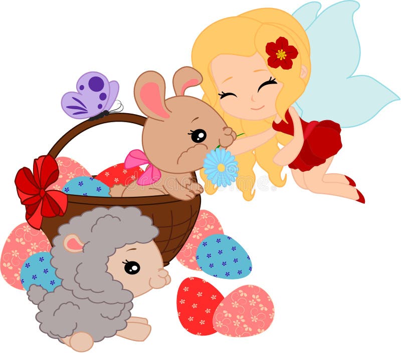 Cartoon Easter Bunny and Sheep and a Trixie. Stock Vector ...