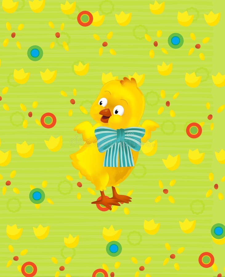 Cartoon Easter Chicken on the Meadow Illustration Stock Illustration ...