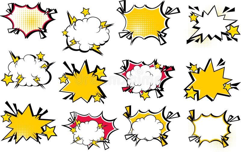Cartoon Effect Design Set with Pop Art Style Full Vector Stock ...