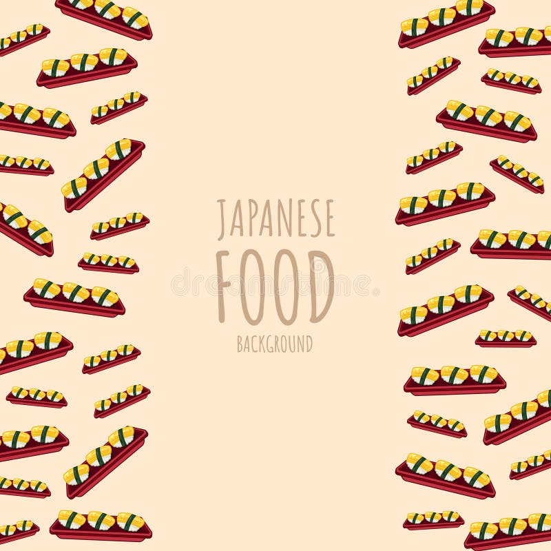 Cartoon Egg, Japanese Food Frame Border Background Stock Vector ...