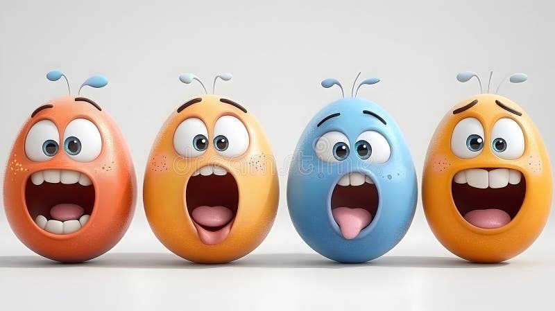 Surprised Cartoon Eggs stock illustration. Illustration of blue - 387259305