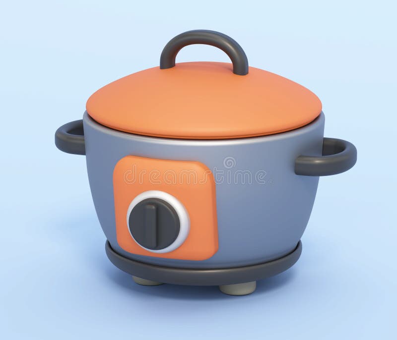 Cartoon Electric Cooker Isolated on Blue Background. 3D Illustration ...