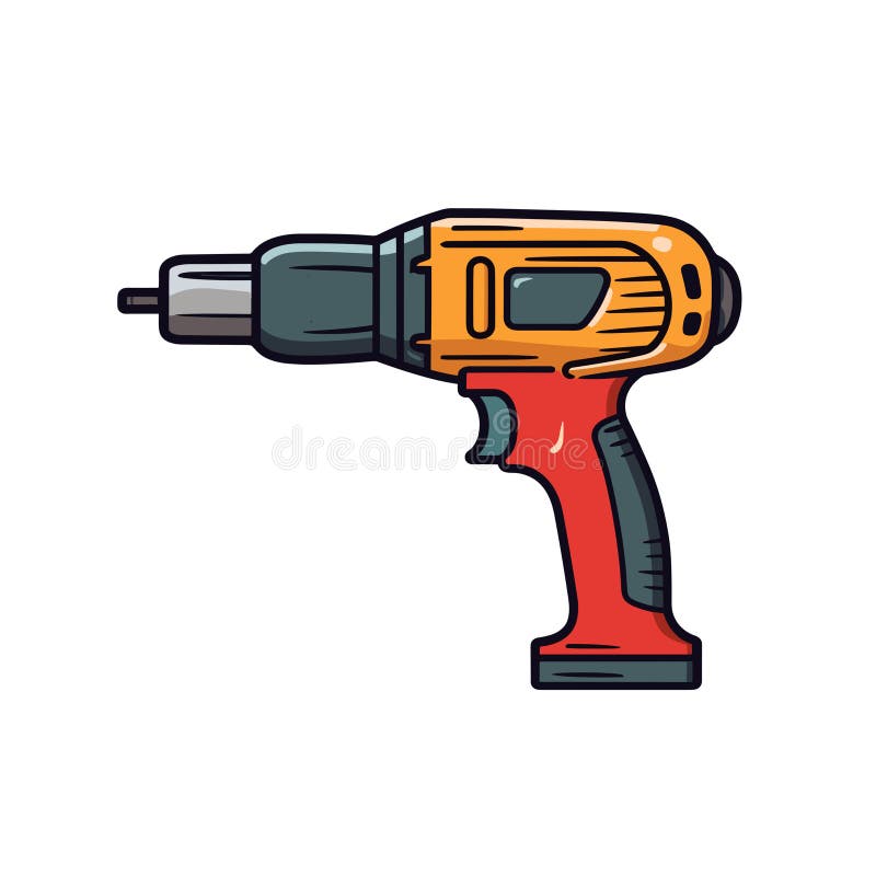 Cartoon Electric Drill in Orange and Black Stock Illustration ...