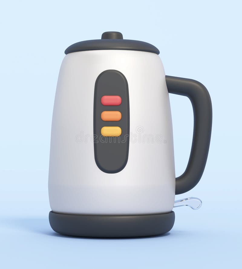 Cartoon Electric Kettle Isolated on Blue Background. 3D Illustration ...