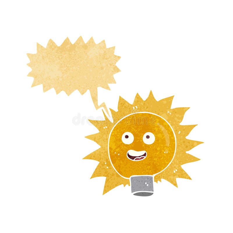 Cartoon Electric Light Bulb with Speech Bubble Stock Illustration ...