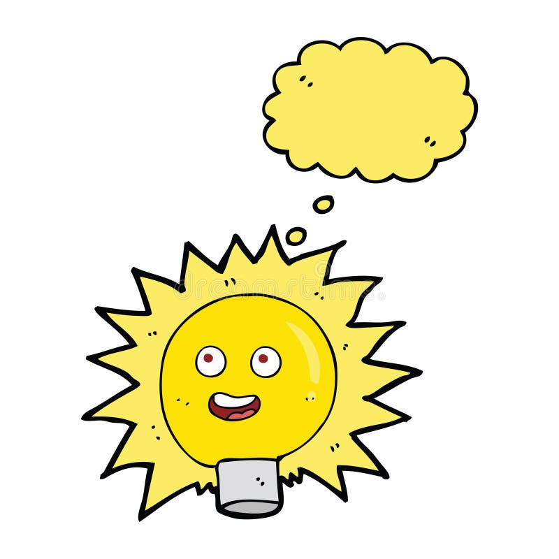 Cartoon Electric Light Bulb with Thought Bubble Stock Illustration ...