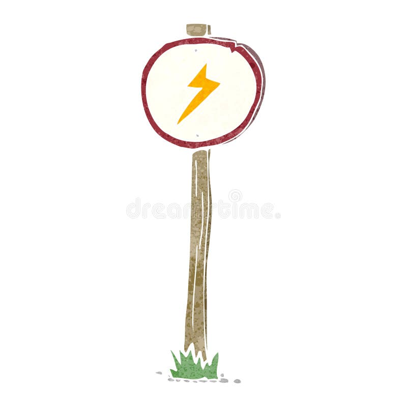 Cartoon Electrical Warning Sign Stock Illustration - Illustration of ...