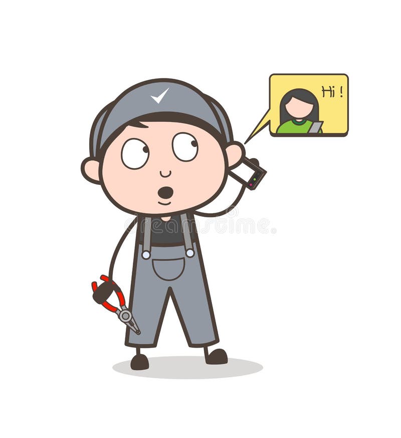 Dealing with Customer on Call - Cartoon Waiter Male Chef Vector ...