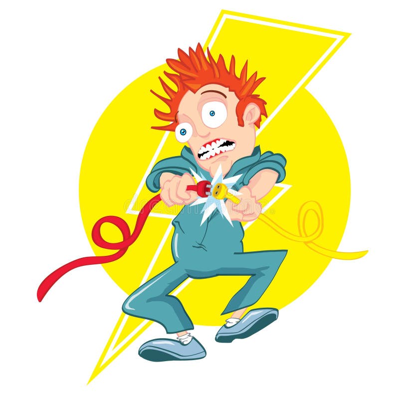 Cartoon Electrician Getting Stock Vector - Illustration of drawn, hand ...