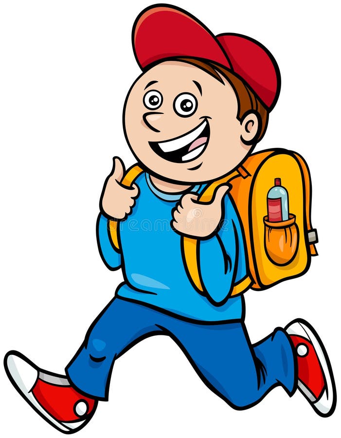 Cartoon Elementary Age Student Boy with School Bag Stock Vector ...