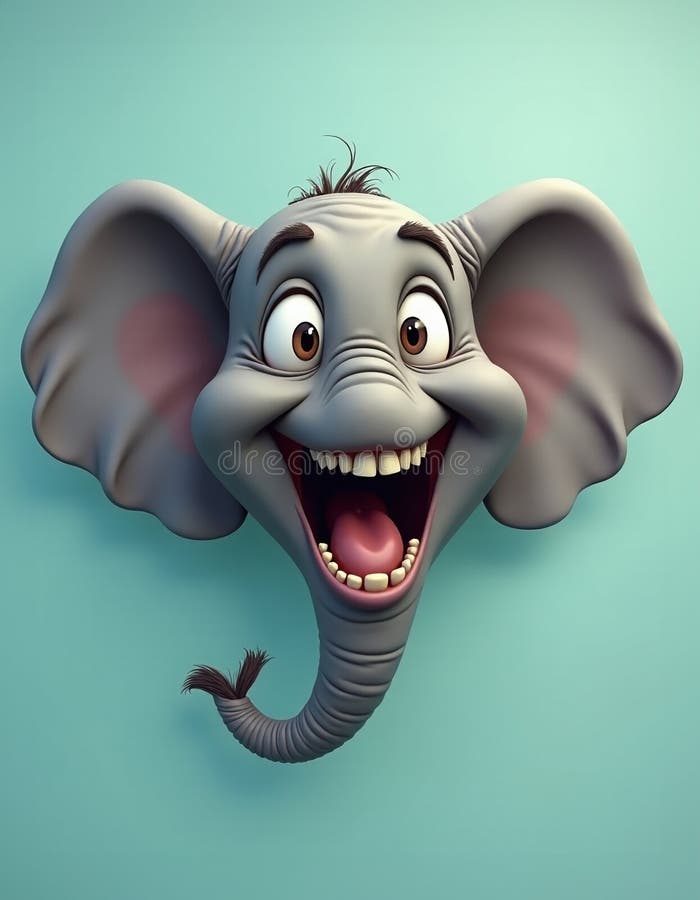 Cartoon Elephant with Big Smile Stock Illustration - Illustration of ...