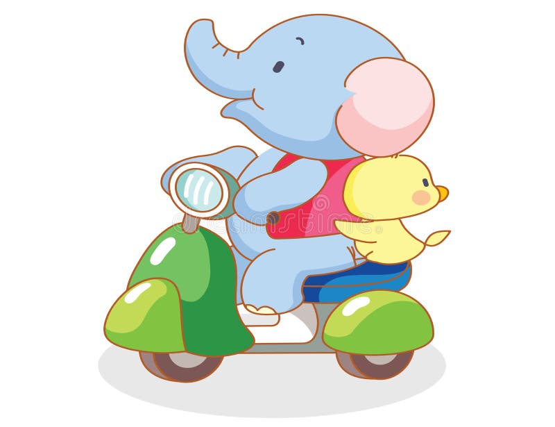 Cartoon Elephant and a Cute Chick Sitting on a Chair Stock Illustration ...