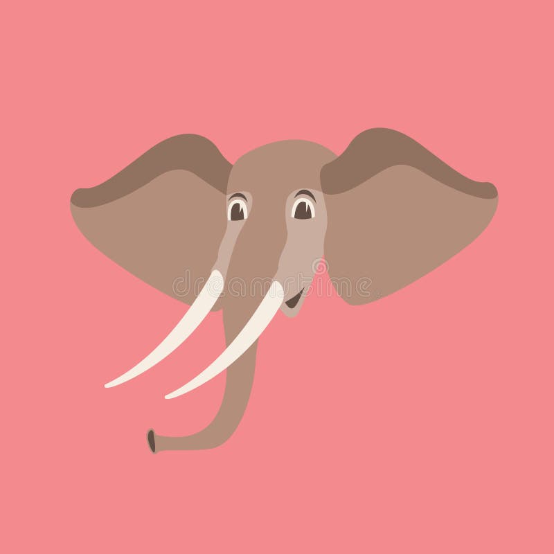 Cartoon Elephant Head Vector Illustration Flat Style Front Stock Vector ...