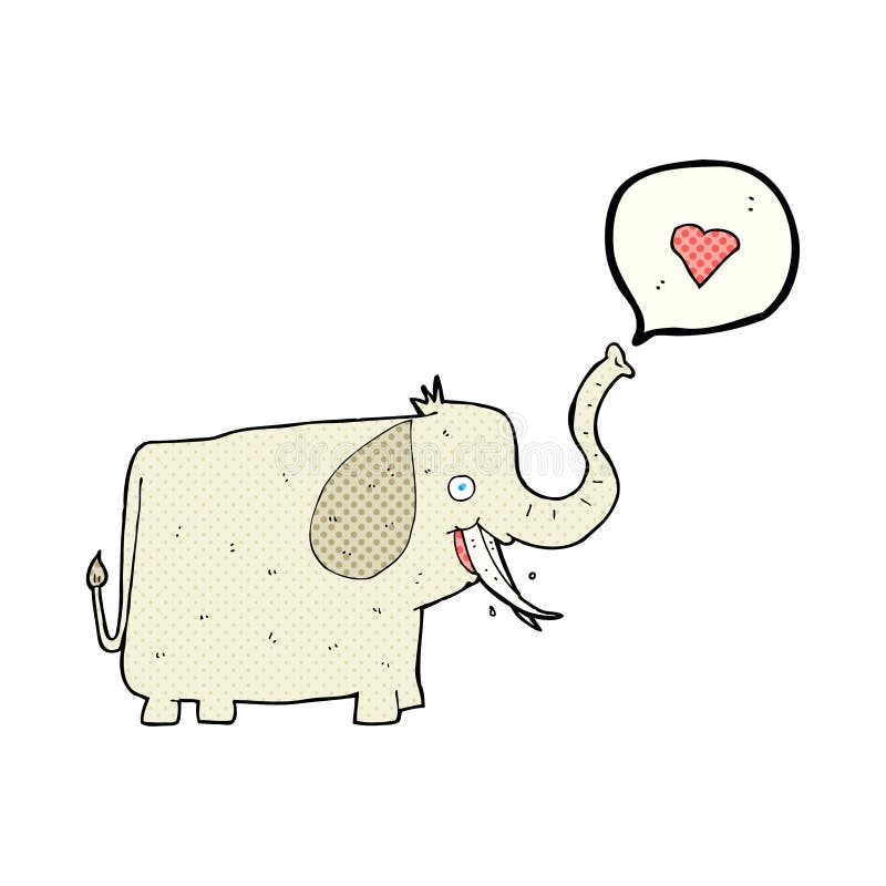 Cartoon Elephant with Love Heart Stock Illustration - Illustration of ...