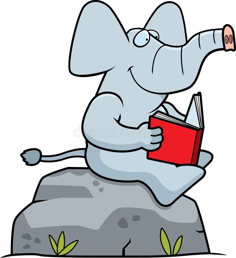 Cartoon Elephant Reading stock vector. Illustration of reading - 41819534