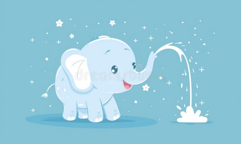 A Cartoon Elephant is Spraying Water from Its Trunk Stock Illustration ...