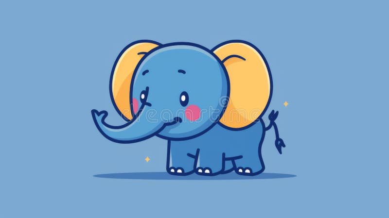 A Cartoon Elephant with Yellow Ears and a Blue Background, AI Stock ...