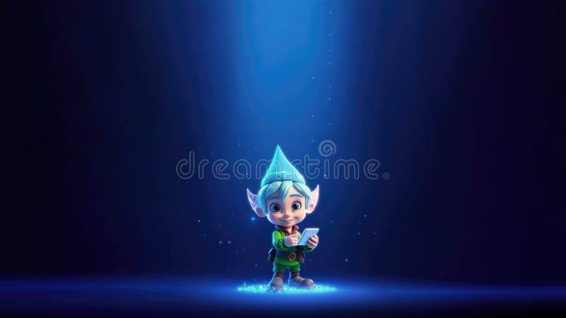 Cartoon Elf Character Design Blue Background. Generative AI Stock Image ...