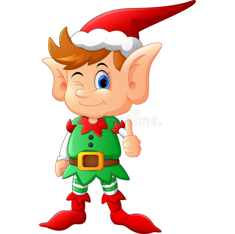 Cartoon Elf Giving Thumb Up Stock Vector - Illustration of drawing ...
