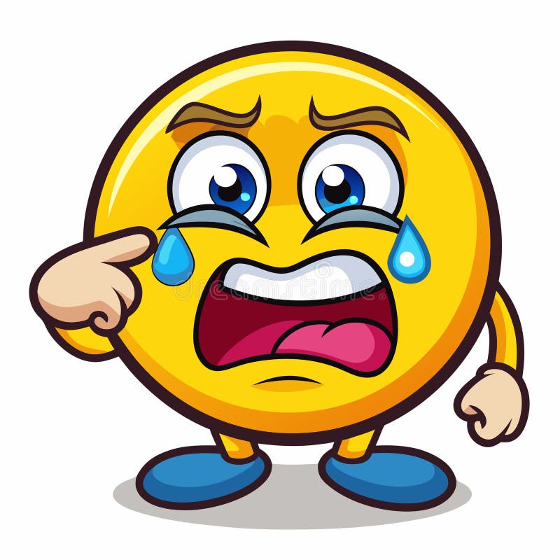 Cartoon emoji crying stock vector. Illustration of tears - 412617441
