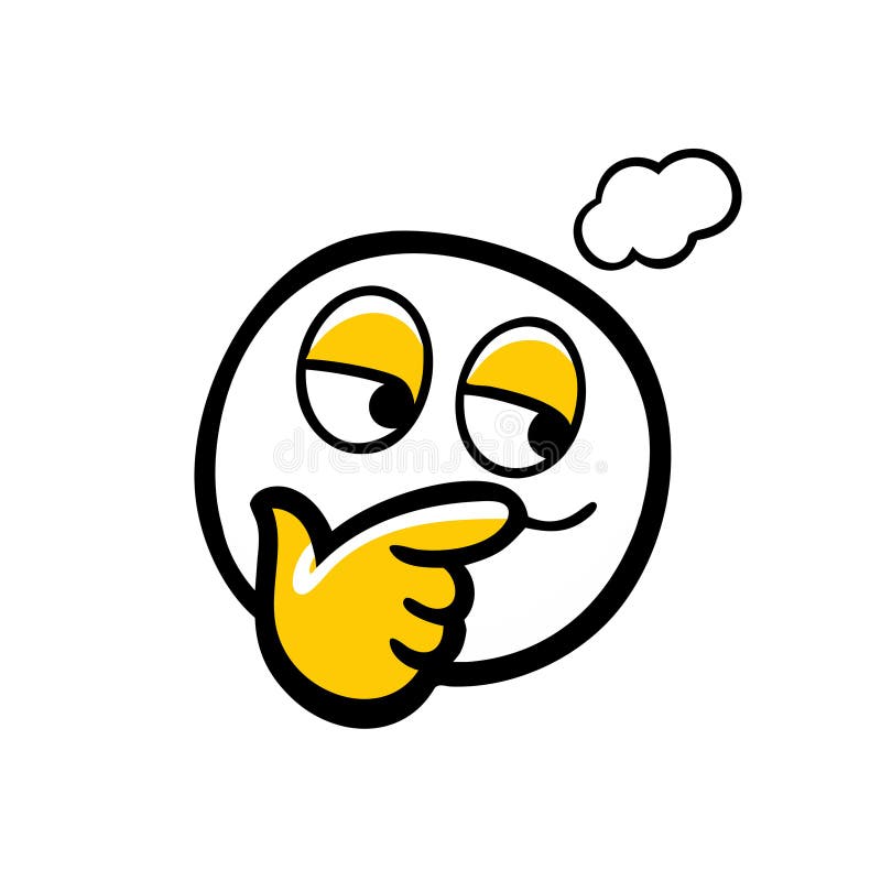 A Cartoon Emoji with a Thoughtful Expression Rests Its Chin on a Yellow ...