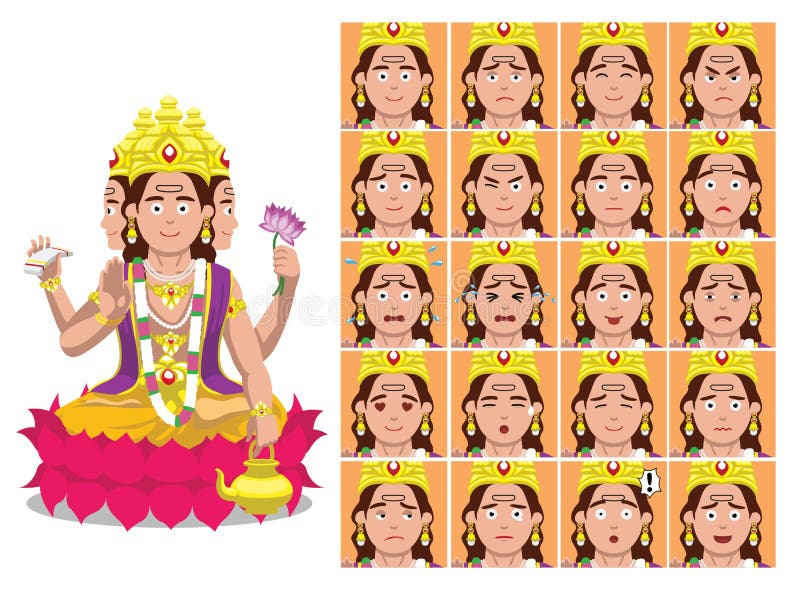 Hindu God Brahma Cartoon Emotion Faces Vector Illustration Stock Vector ...