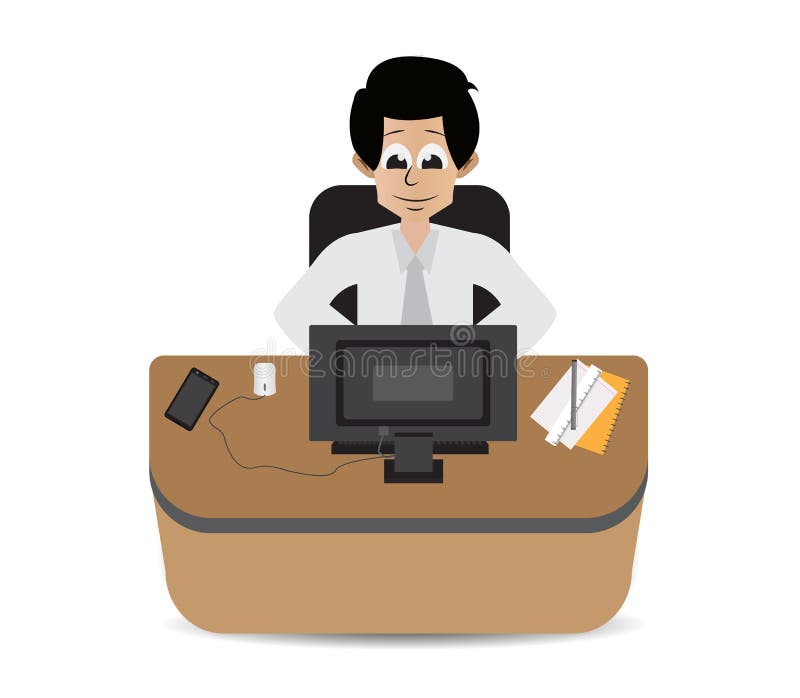 Cartoon Employee on Working Hard Stock Vector - Illustration of ...