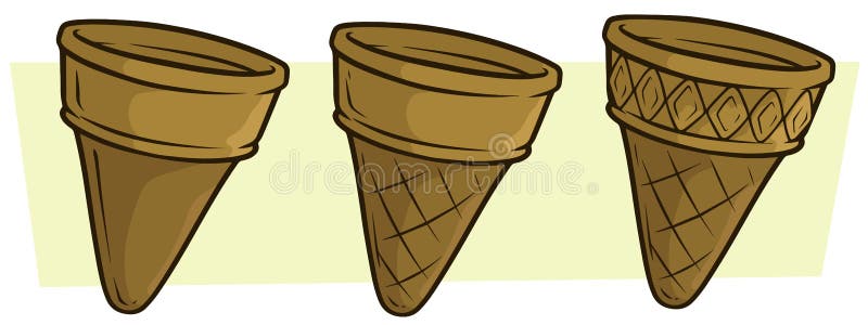 Cartoon Empty Ice Cream Cornet Vector Icon Set Stock Vector ...