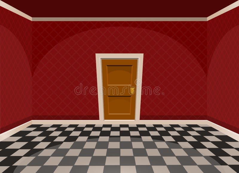Cartoon Flat Empty Room with a Door in Blue Style Stock Vector ...