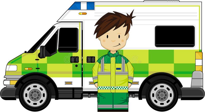 Cartoon EMT Medic and Ambulance Stock Vector - Illustration of ...