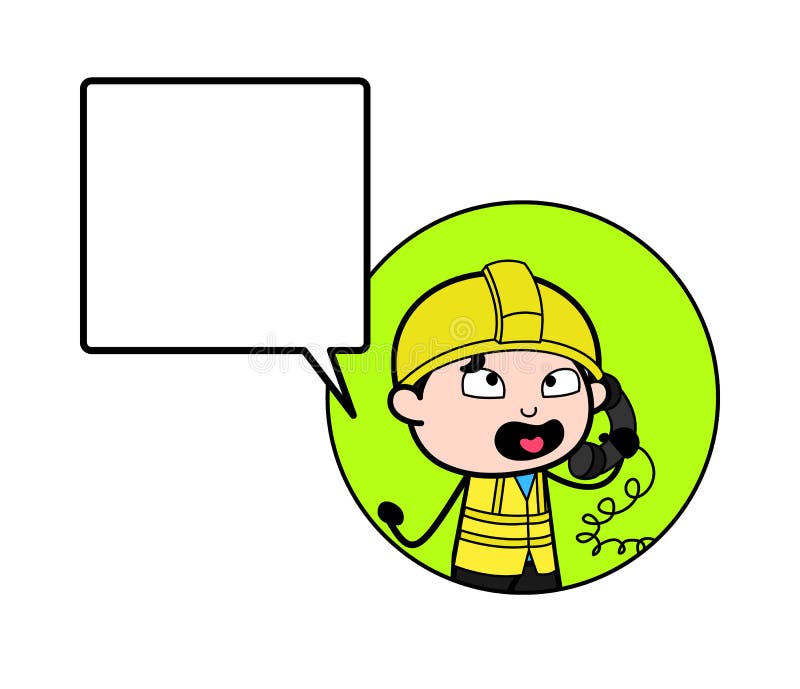Cartoon Engineer Calling on Cell Phone Stock Illustration ...