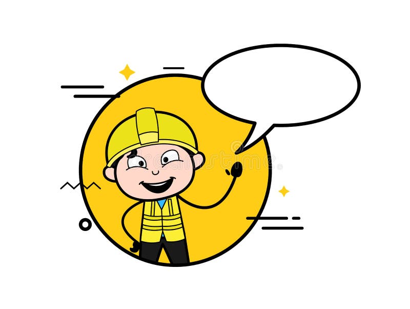 Cartoon Engineer with Chat Bubble Stock Illustration - Illustration of ...