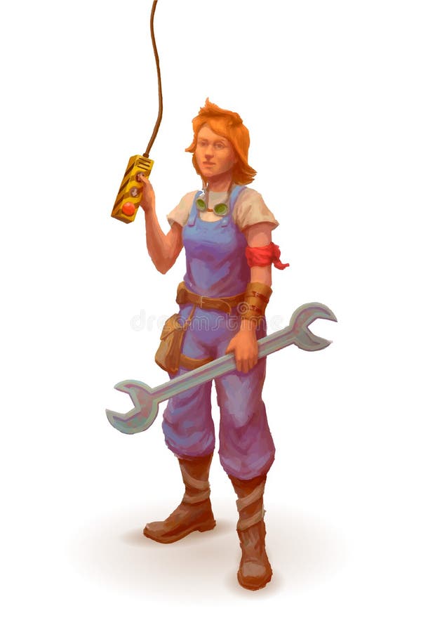 Cartoon Engineer, Female Mechanic Character on White Stock Illustration ...
