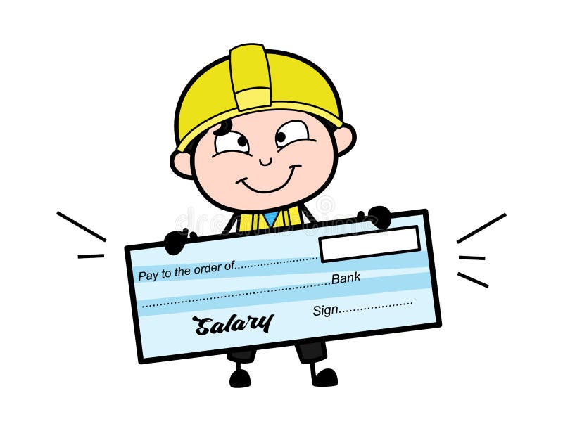 Cartoon Engineer Holding Paycheck Stock Illustration - Illustration of ...