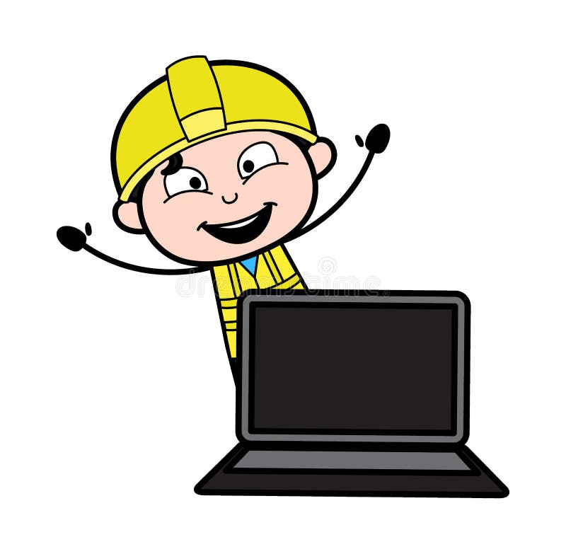 Cartoon Engineer with Laptop Stock Illustration - Illustration of ...