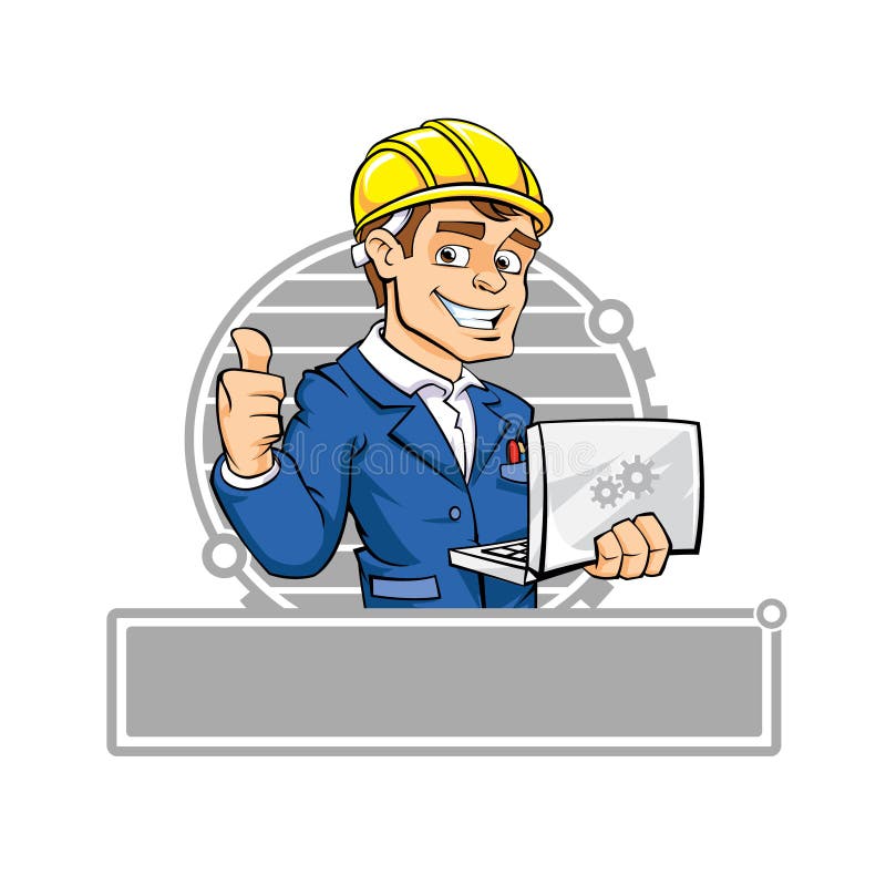 Cartoon Engineer With Notebook Stock Vector - Illustration of computer ...
