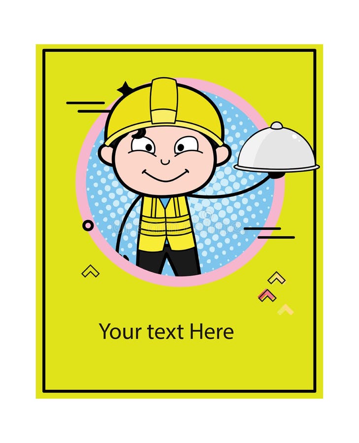 Cartoon Engineer on Poster with Text Stock Illustration - Illustration ...