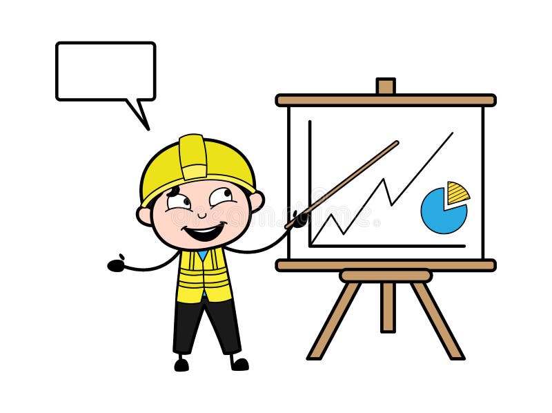Cartoon Engineer with Presentation Baord Stock Illustration ...