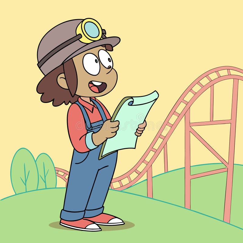 Cartoon Engineer with Roller Coaster Blueprint â€ Construction Themed ...