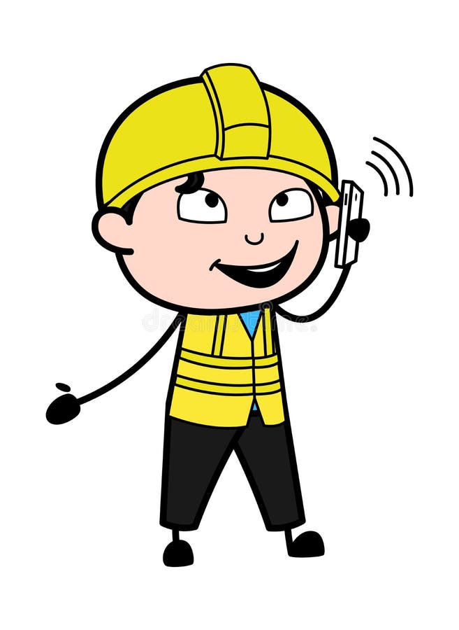 Cartoon Engineer Talking on Cell Phone Stock Illustration ...