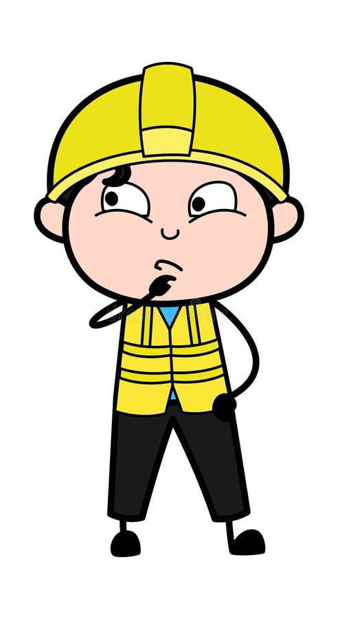 Cartoon Engineer Thinking Seriously Stock Vector - Illustration of ...