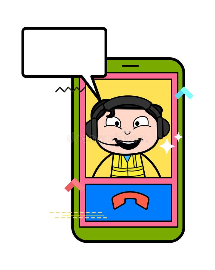 Cartoon Engineer Video Calling on Mobile Stock Illustration ...