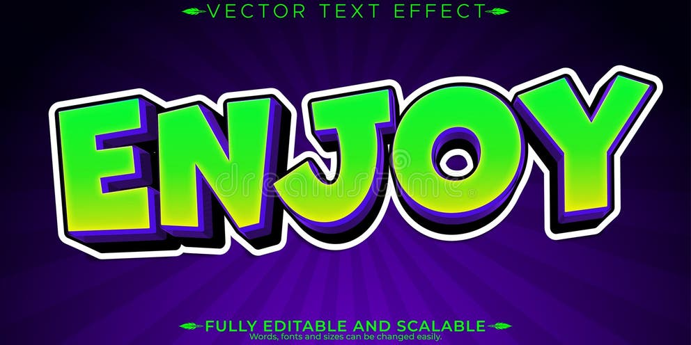 Cartoon Enjoy Text Effect, Editable Cartoon and Kids Text Style Stock ...