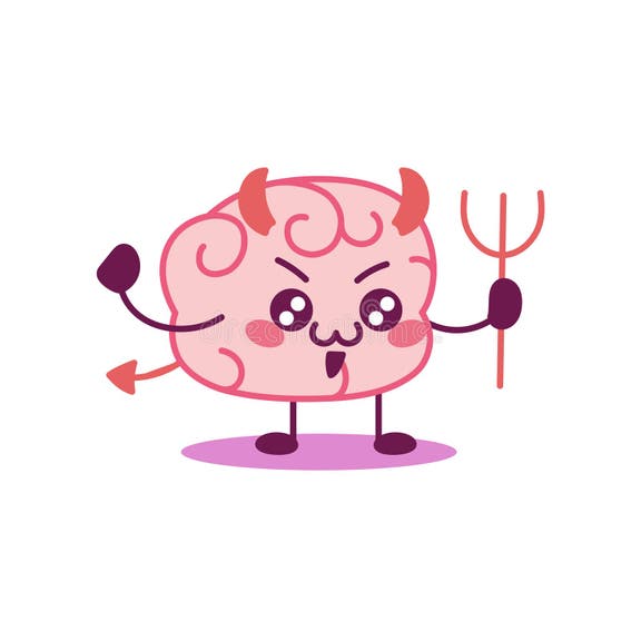 Cartoon of an evil brain stock vector. Illustration of fear - 214340203