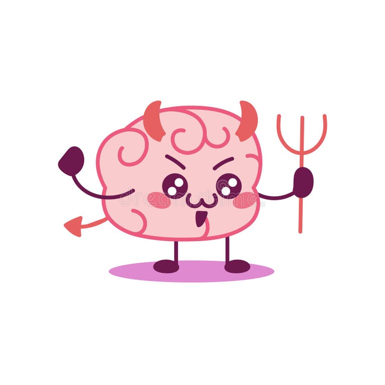 Cartoon of an evil brain stock vector. Illustration of fear - 214340203
