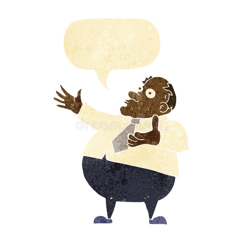 Cartoon Exasperated Middle Aged Man with Speech Bubble Stock ...