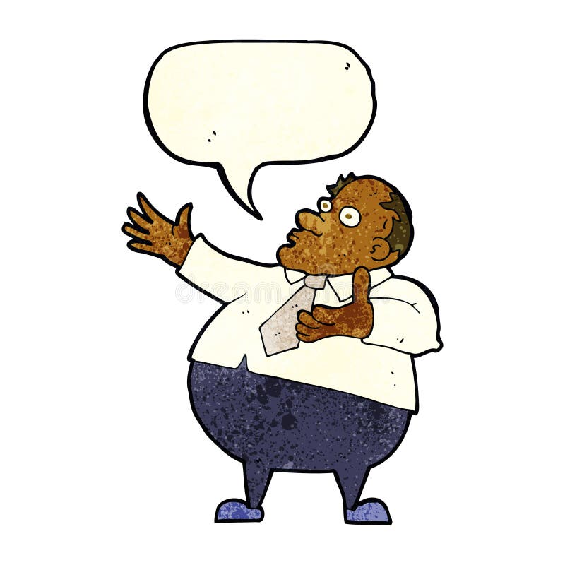 Cartoon Exasperated Middle Aged Man with Speech Bubble Stock ...