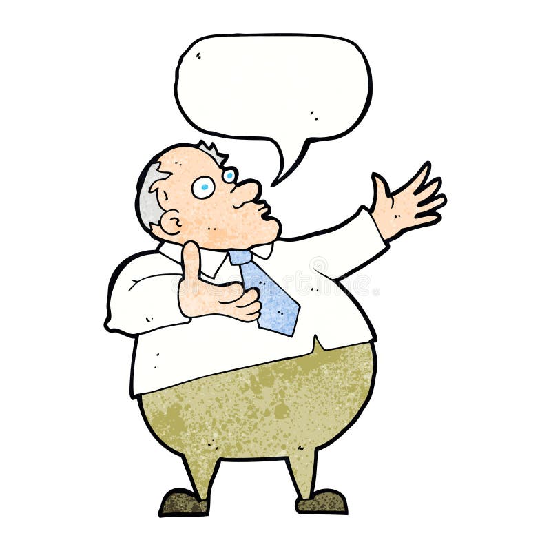 Cartoon Exasperated Middle Aged Man with Speech Bubble Stock ...